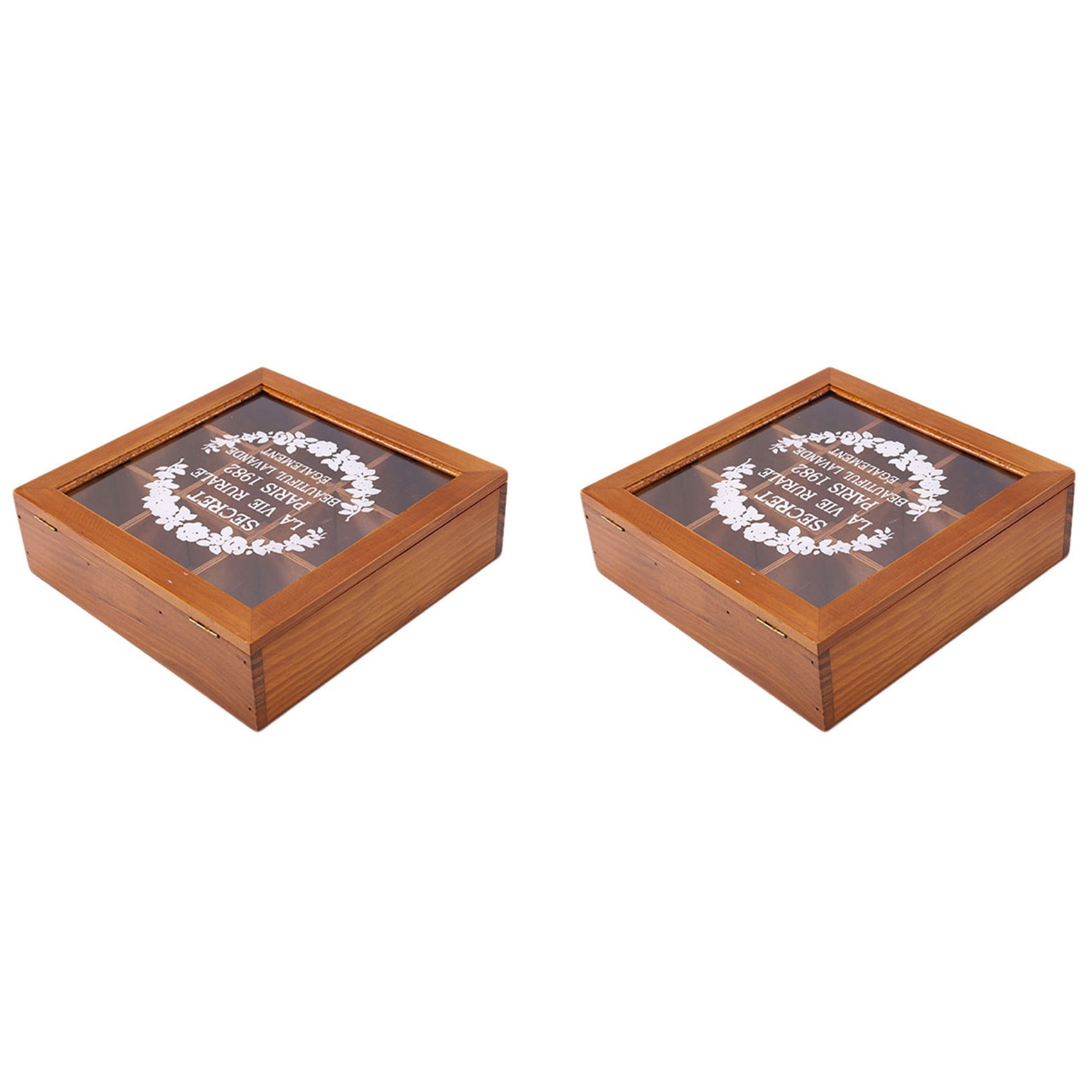2X 9 Section Wooden Chic Tea Box Compartments Container Bag Chest ...