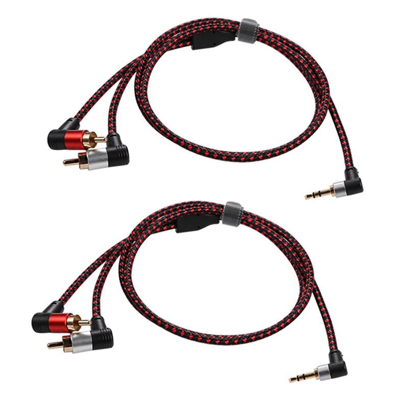 2X 90 Degree 3.5mm Male to 2 Cable Right Angle Stereo AUX Y Splitter ...