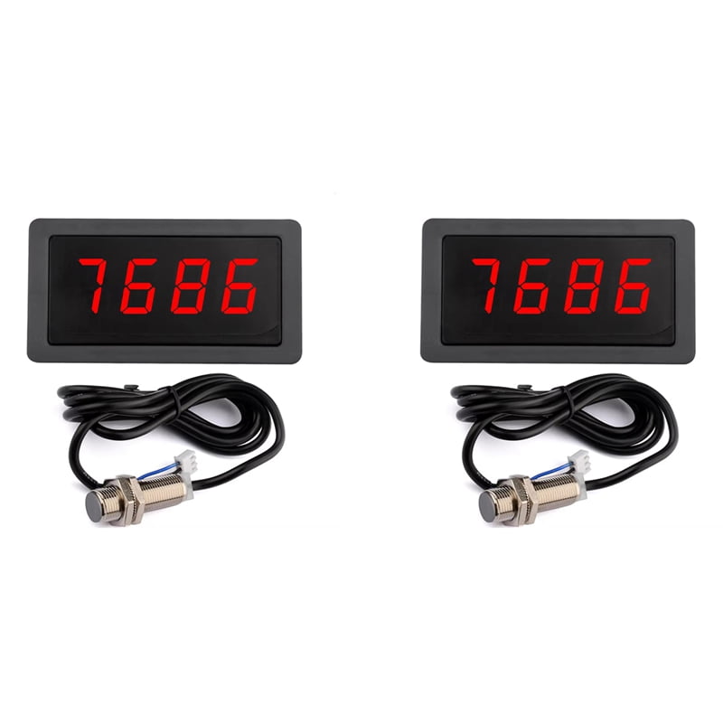 2X 9999RPM Tachometer Digital LED Counting Meter DC 8-24V Gauge Speed ...