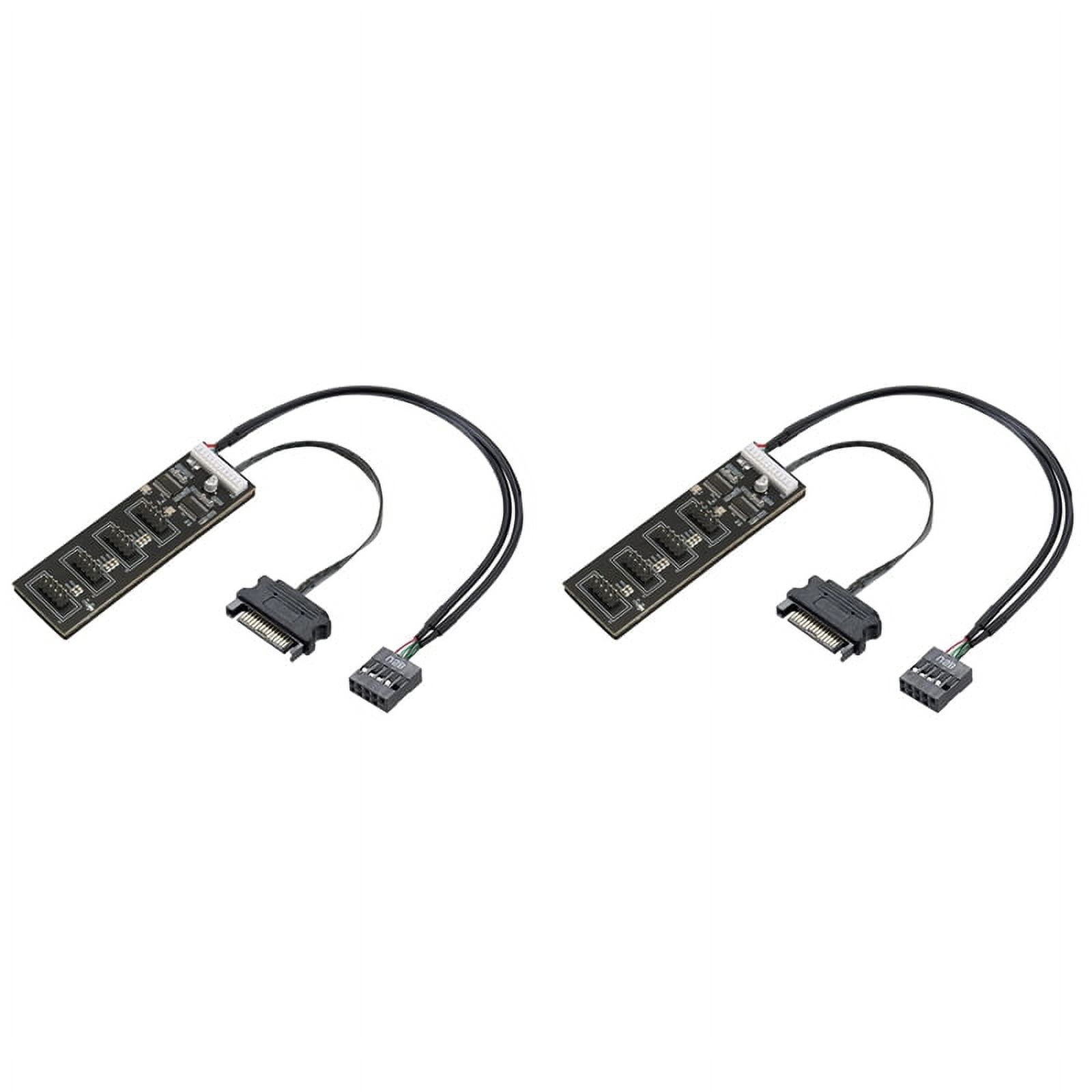 2X 9Pin USB Header Splitter with SATA Power Cable, Internal Hub ...