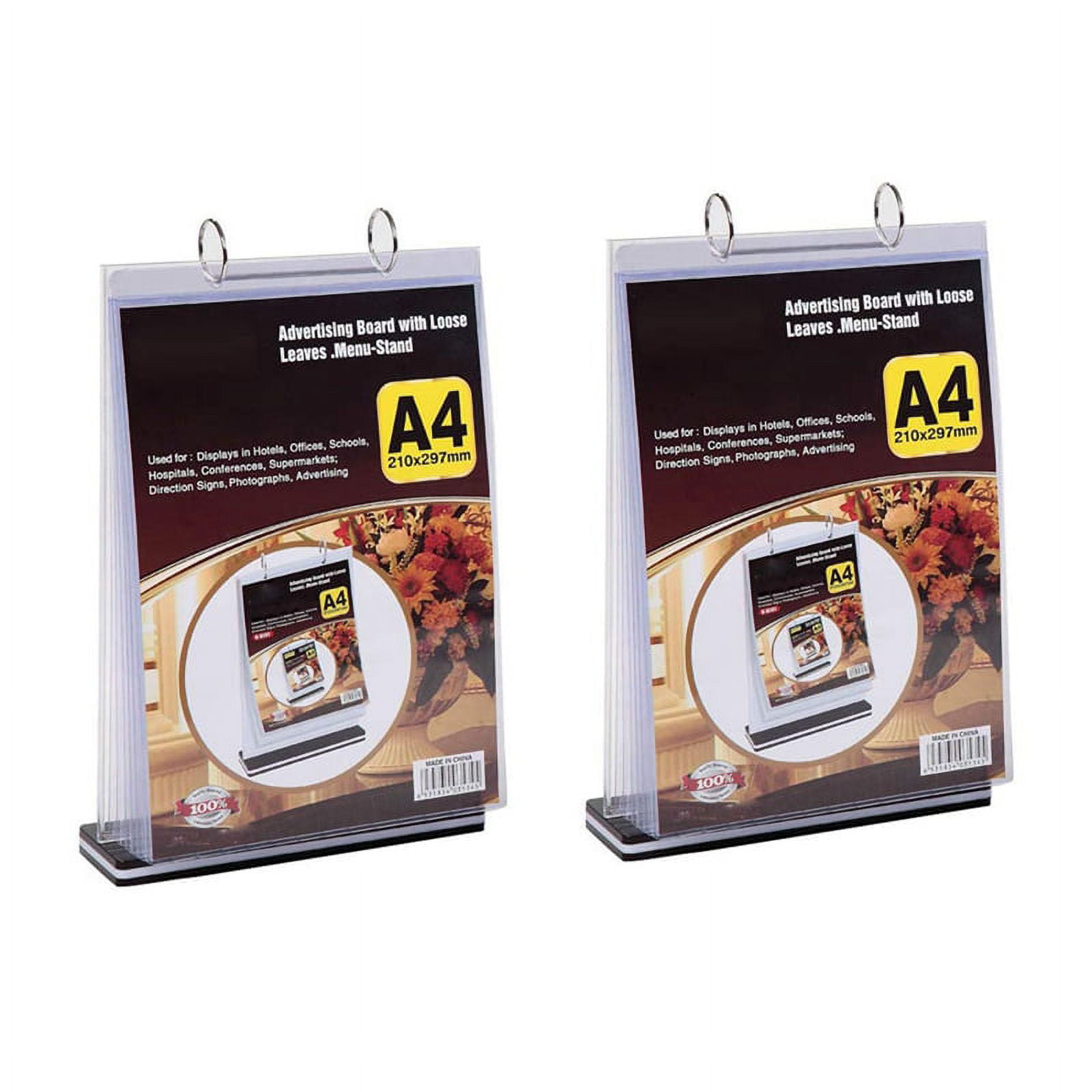 2X A4 Multi-Page Flip Display Card Label Display Stand Detachable Label ...