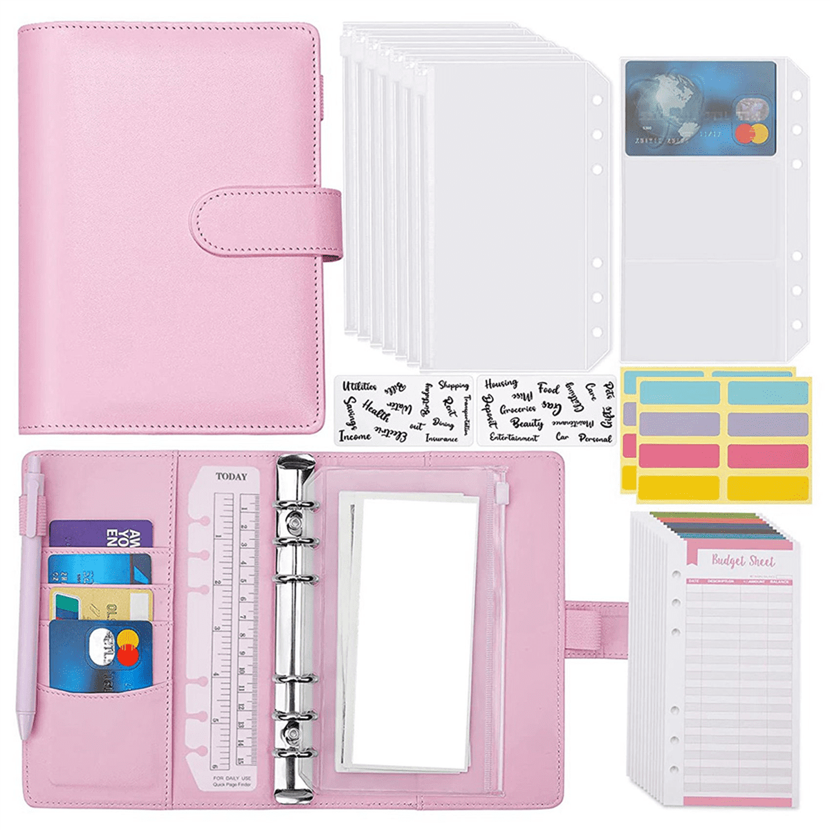 2X A6 Budget Binder with Zipper Envelopes, Budget Planner Book Money ...