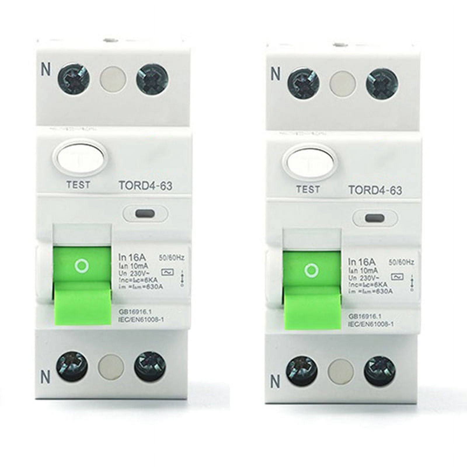 2X AC 2P 6KA RCCB RCD 230V Residual Current Circuit Breaker Differential Breaker Switch TORD4-63 ...