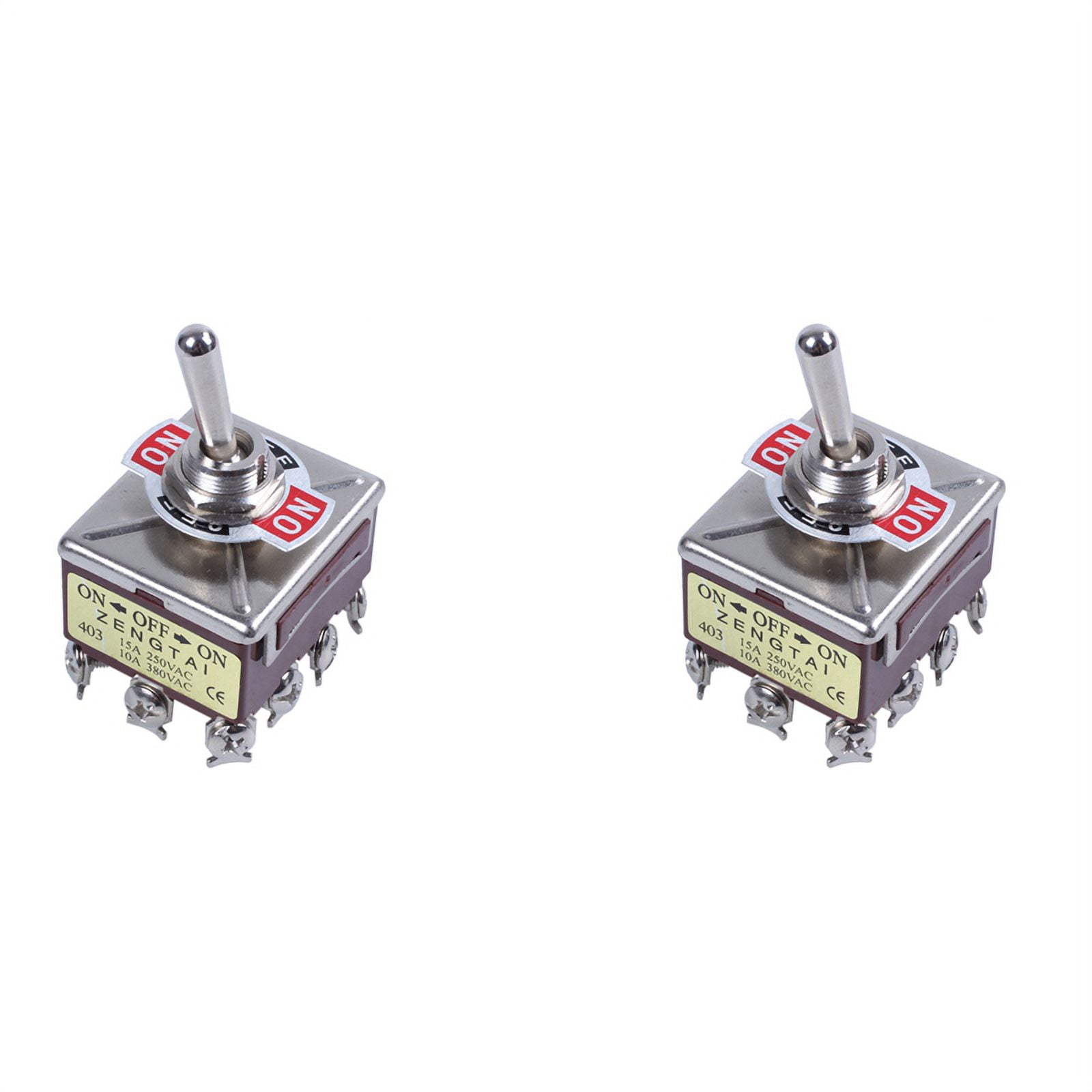 2X AC 380V 10A ON/OFF/ON 3 Positions 12 Pin Latching Toggle Switch 4PDT ...
