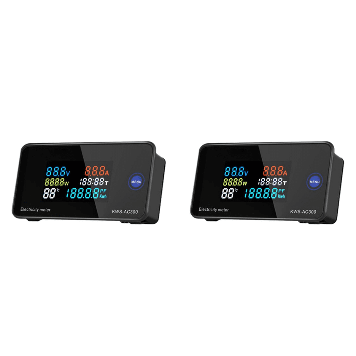 2X AC 50-300V Voltmeter Ammeter KWS Powers Energy Meter LED Digital AC ...