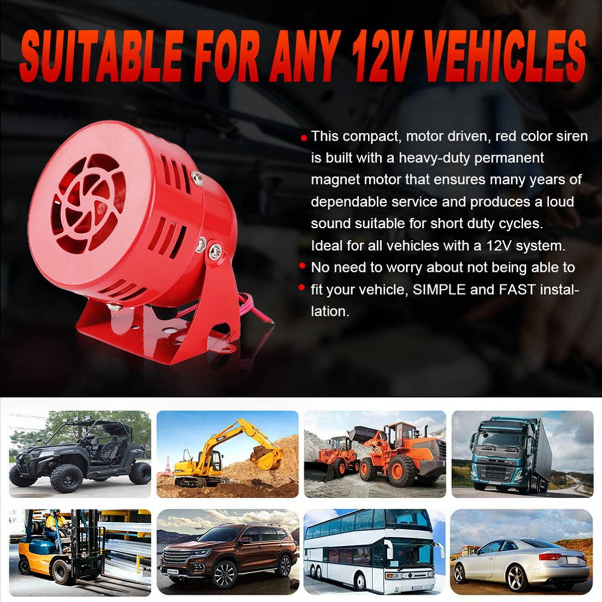 2X AC110V Air Siren Horn Speaker Alarm Sound Mini Electric Motor Driven ...