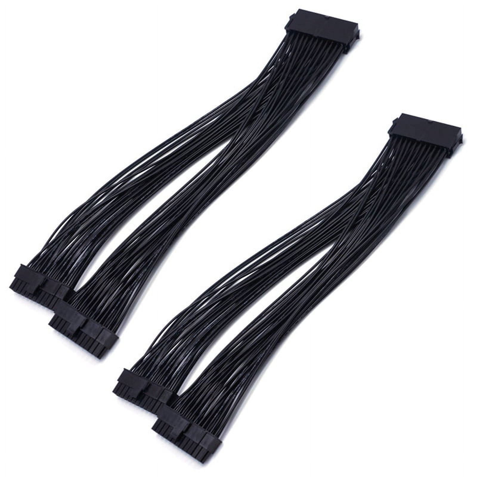 2X ATX 24Pin 1 to 2 Port Power Supply Extension Cable PSU Male to ...