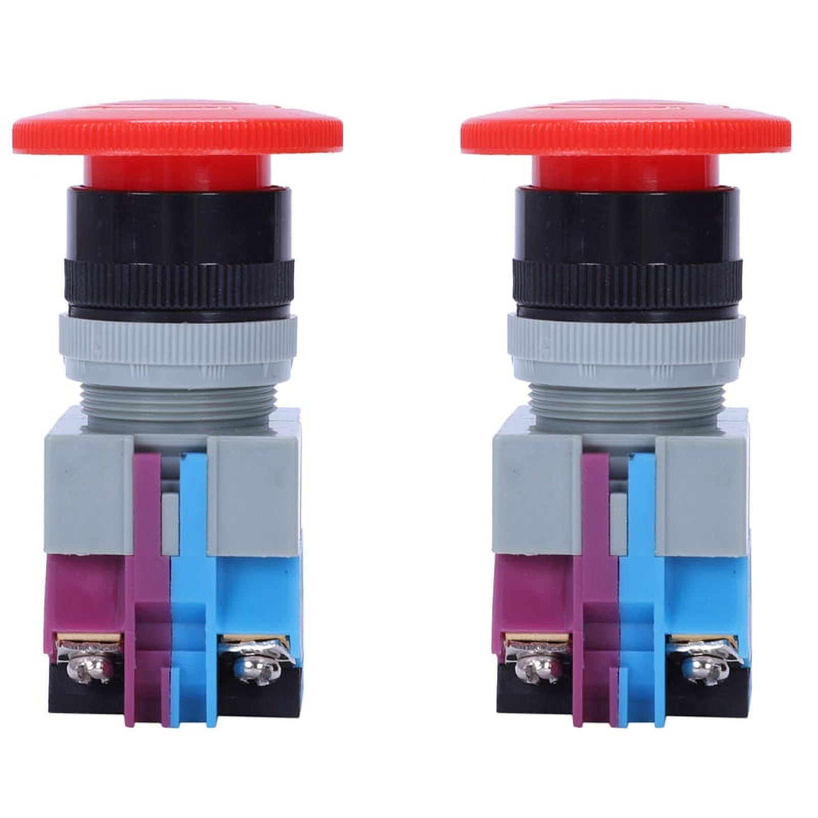 2X Ac 600V 10A Red Mushroom Emergency Stop Push Button Switch 22Mm No ...