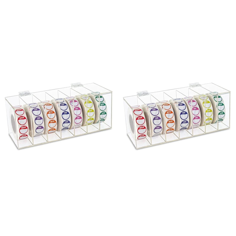 2X Acrylic Day of the Week Covered Label Dispenser 7-Slot Dispenser ...