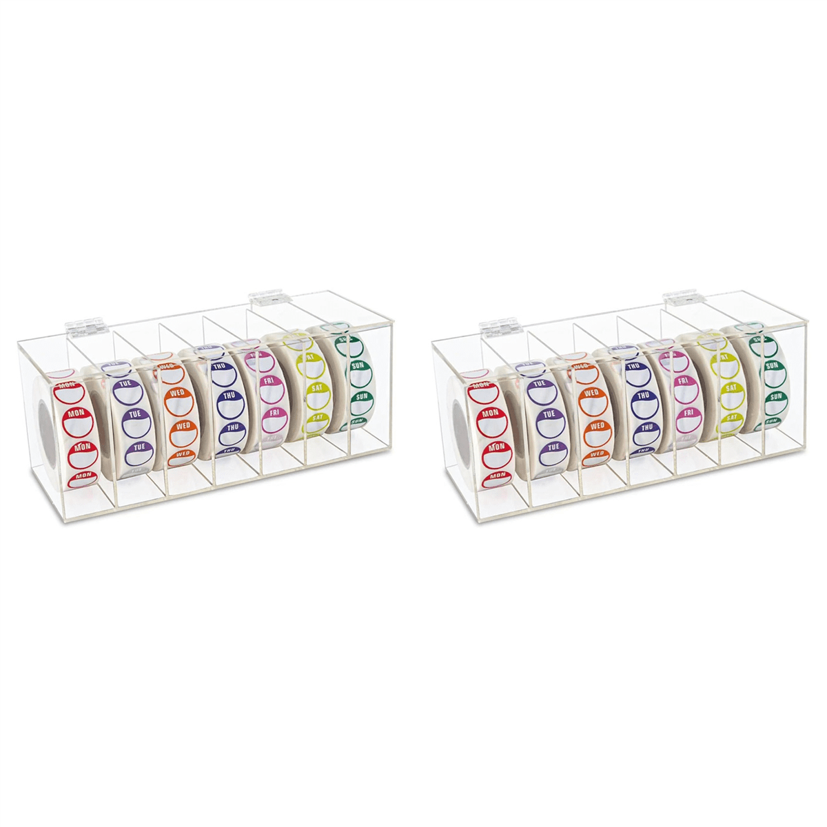2X Acrylic Day of the Week Covered Label Dispenser 7-Slot Wall Mount ...