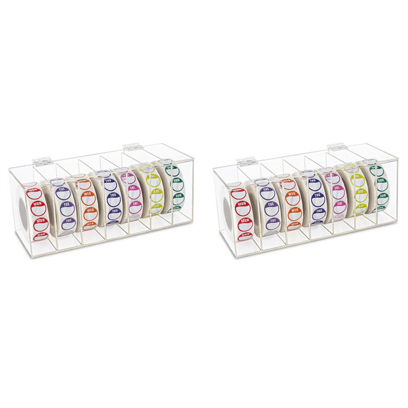 2X Acrylic Day of the Week Covered Label Dispenser 7-Slot Wall Mount ...