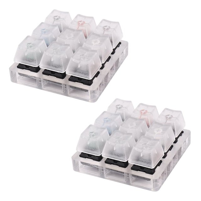 2X Acrylic Keyboard Tester 9 Clear Plastic Keycap Sampler for Cherry MX ...