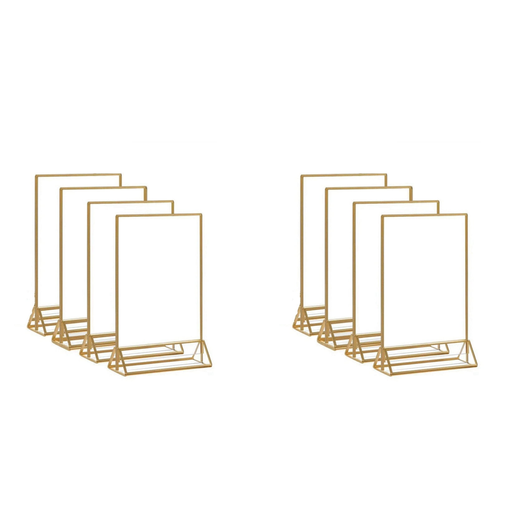 2X Acrylic Sign Holder Gold Picture Frame Double Sided Clear Display ...