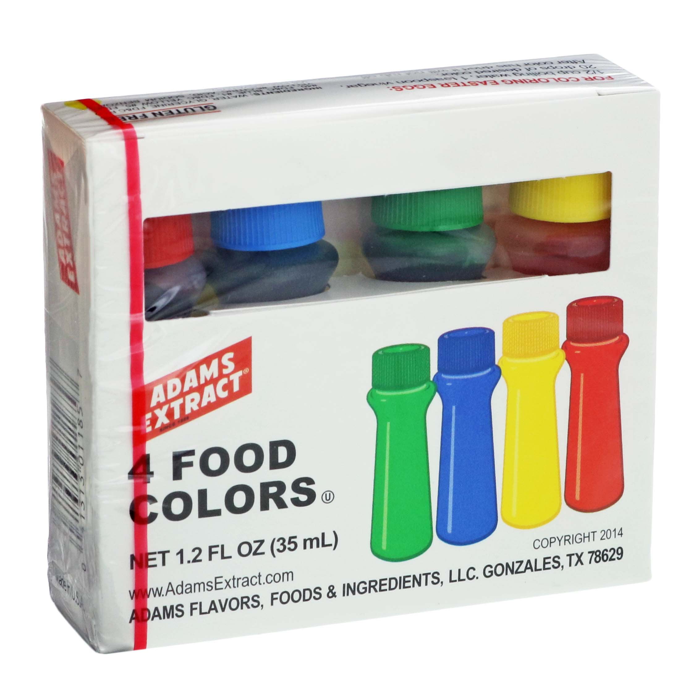 2X - Adams 4 Food Colors Extract - 4 ct - Walmart.com