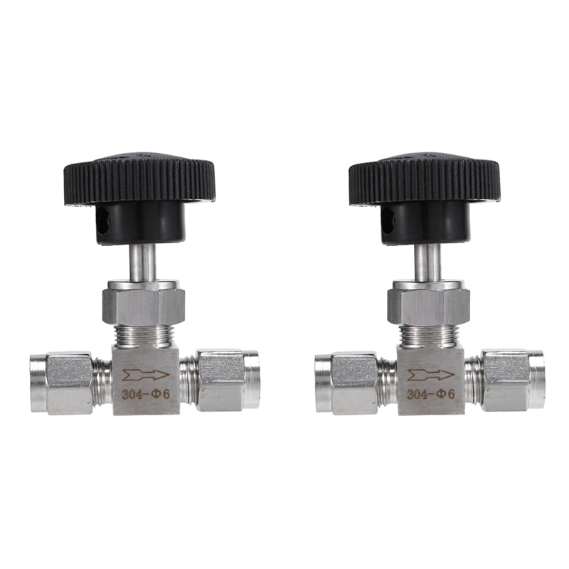2X Adjustable Needle Valve O.D 6mm Tube Stainless Steel 304 High ...