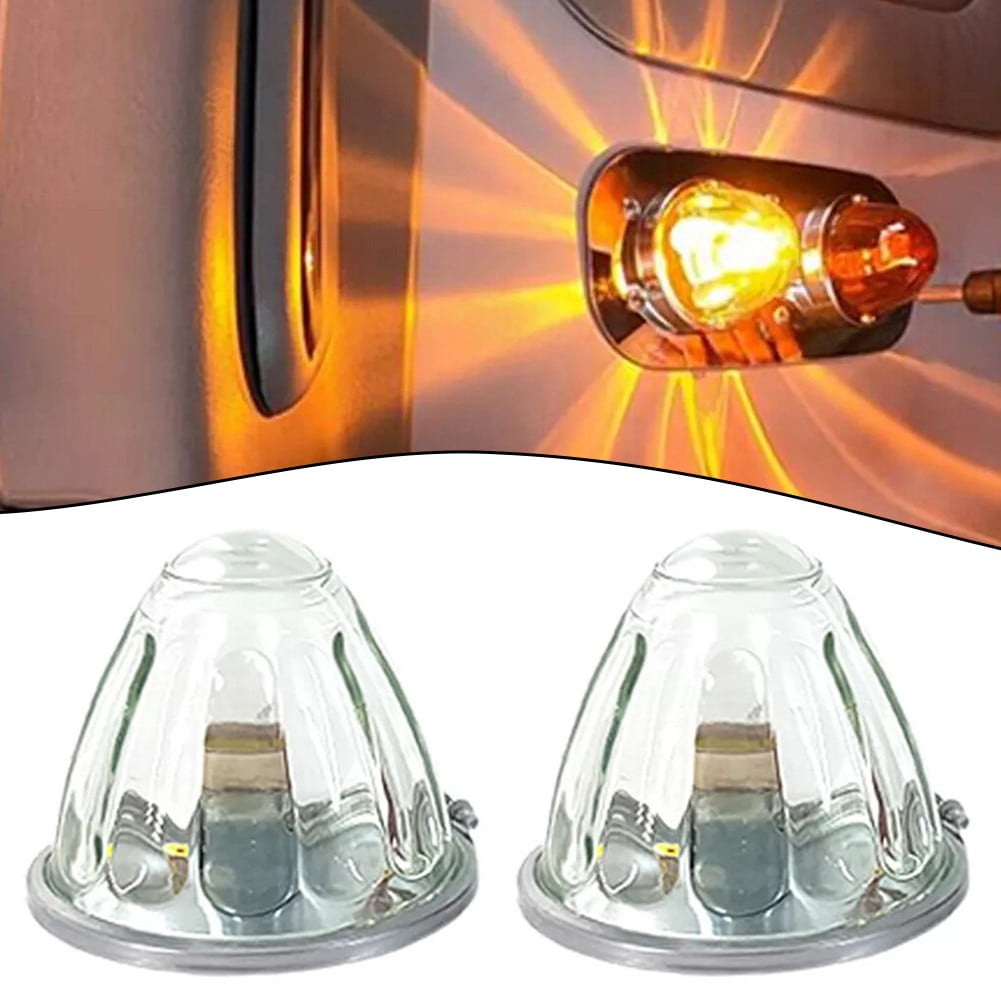 2X Amber Watermelon Light Glass Kit Clear Lens W/ 1156 Led Bulb ...
