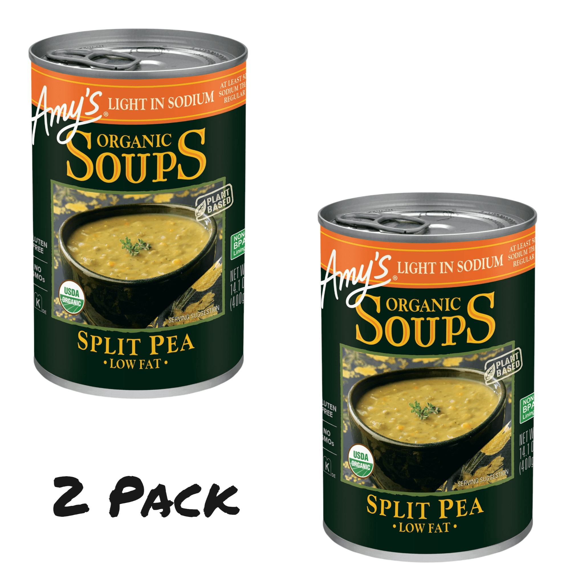 2X - Amy's Organic Light in Sodium Low Fat Split Pea Soup - 14.1 oz ...