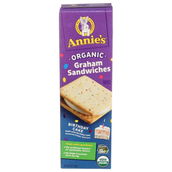 2X - Annie's Homegrown Organic Birthday Cake Graham Sandwiches 8 oz ...