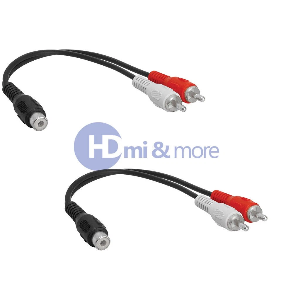 2X Audio Y Adapter 2 Rca Plugs To 1 Rca Jack Extension Splitter ...