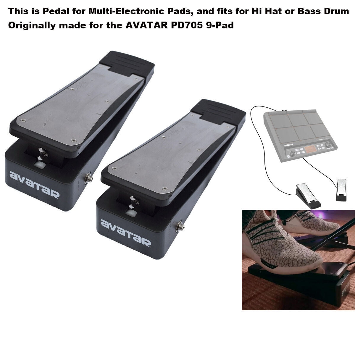 2X Avatar High Quality Multi-Electronic Pads Pedal fits for Hi Hat or ...