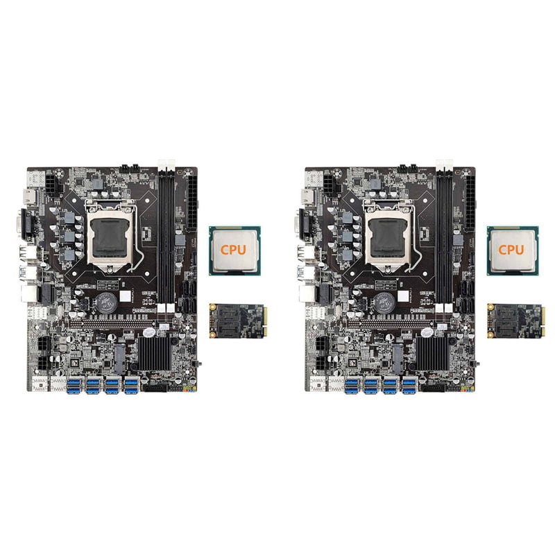 2X B75 ETH Mining Motherboard+CPU+128G MSATA SSD LGA1155 8XPCIE to USB ...