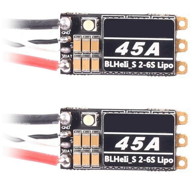 2X BLHeli S 2-6S Lipo 45A Brushless ESC Built-in Programmable RGB LED D ...