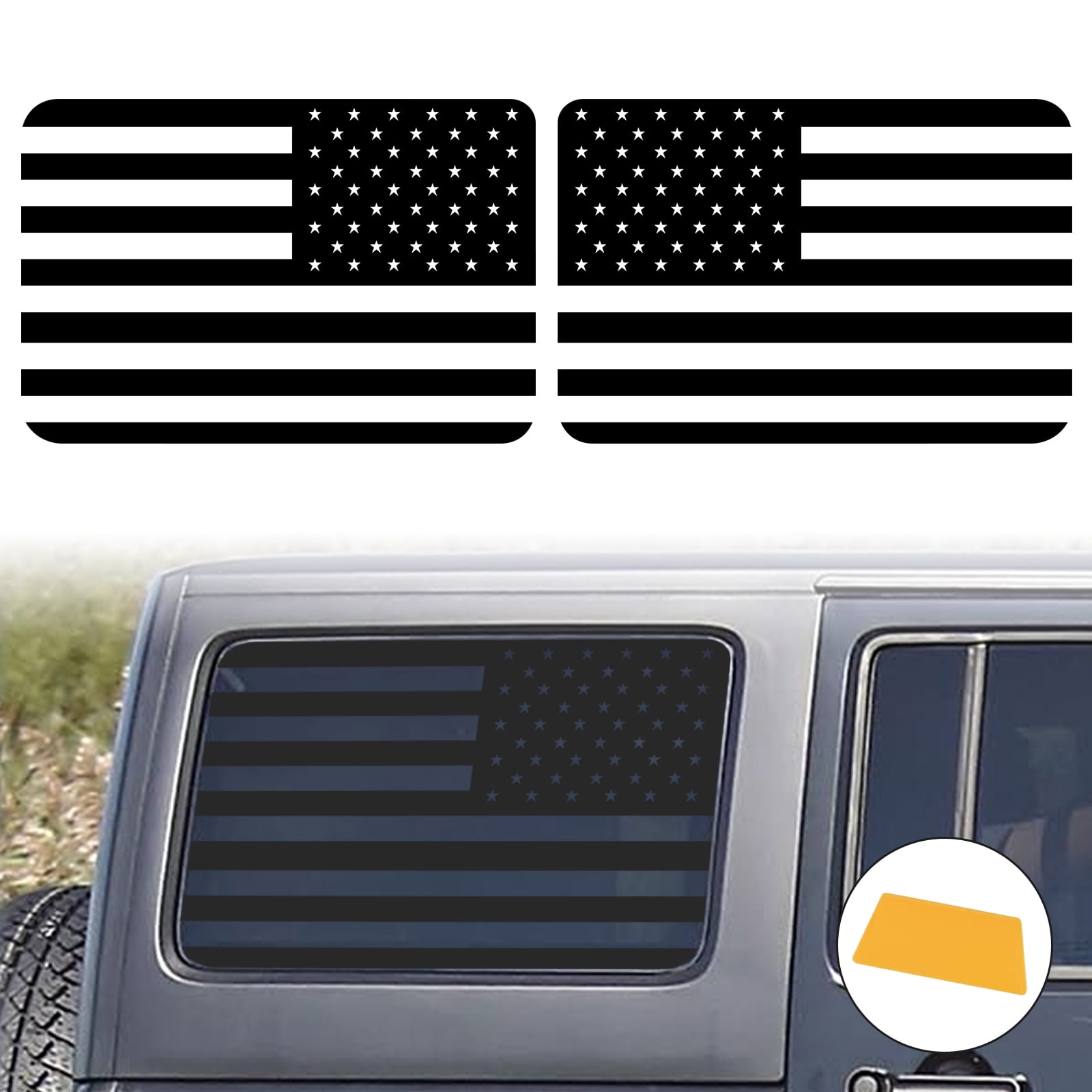 2X Back Side Window American Flag Decal For 2018-2021 Jeep Wrangler JK ...