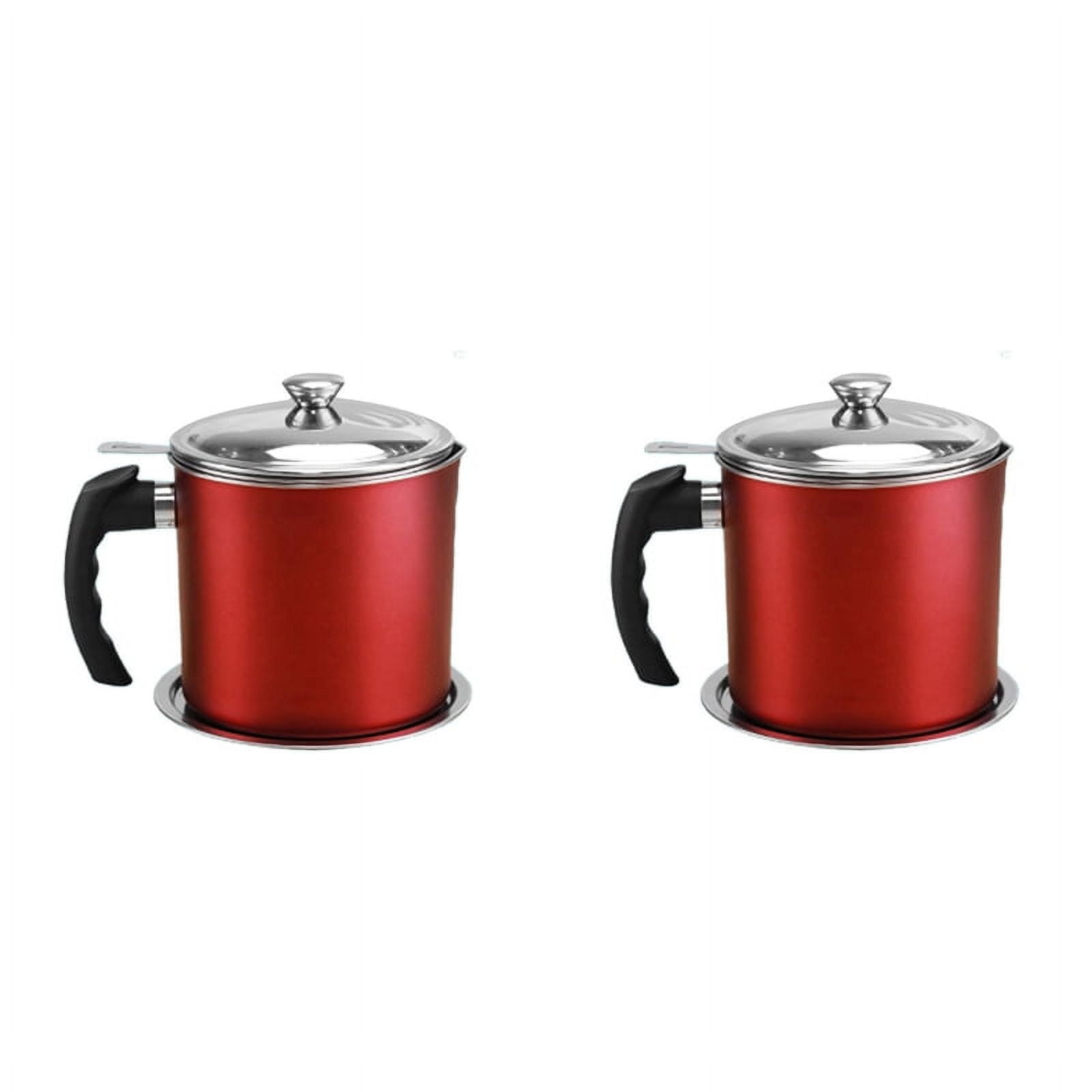 2X Bacon Grease Container 1.3L Cooking Oil Storage Can with Strainer ...