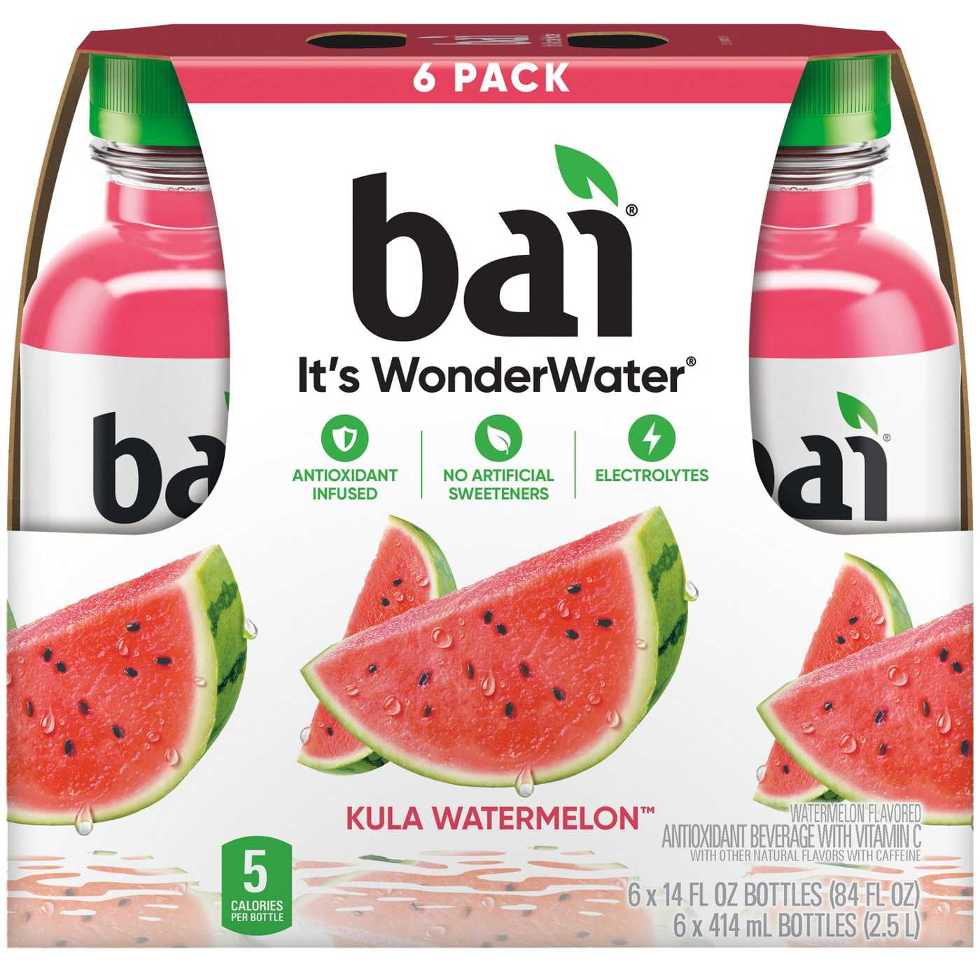 2X - Bai Kula Watermelon 6 pk Bottles 14 oz - Walmart.com