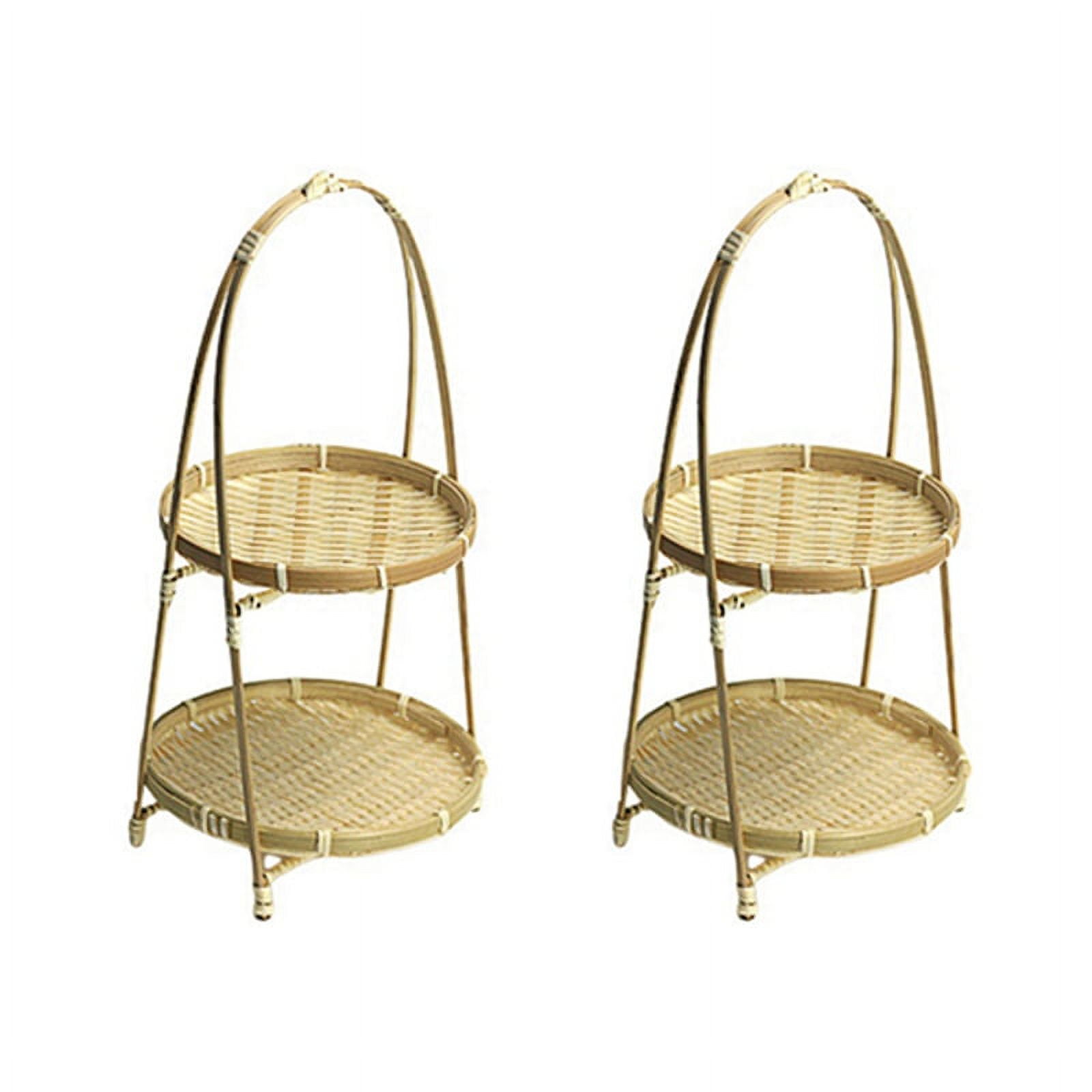 2X Baskets Tier Rack Fruit Bread Food Storage Kitchen Decorate Round ...