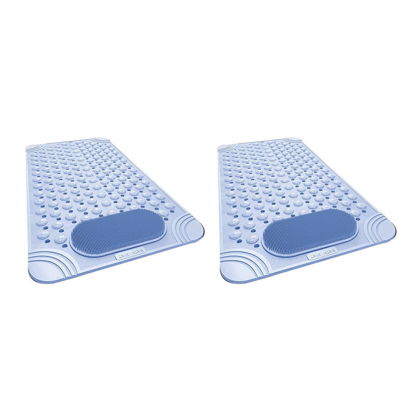 2X Bathtub Mat Non-Slip Rubber Shower Mat with Drain Holes Suction Cups ...
