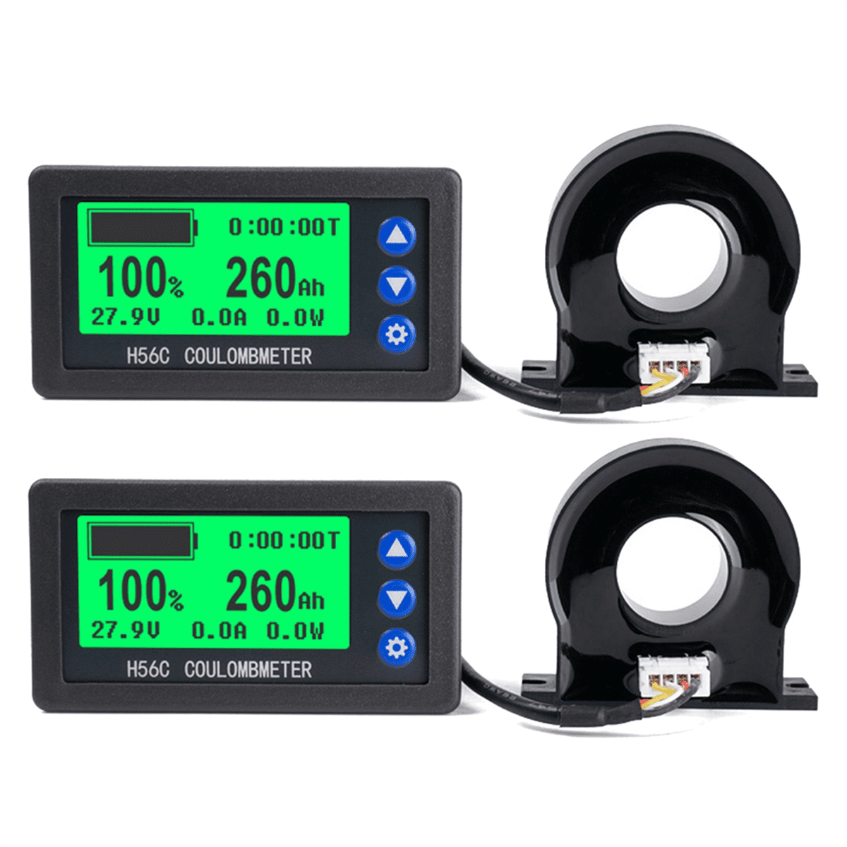 2X Battery Monitor Hall Coulomb Meter DC 8-100V 100A Lifepo4 Lead-Acid ...