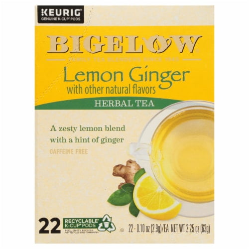 2x Bigelow Lemon Ginger Herbal Tea K Cup Pods 22 Ct