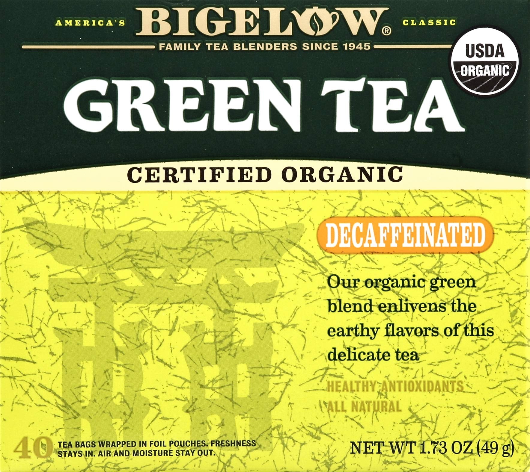 2X - Bigelow Tea Decaffeinated Organic Green Tea Bags, 40 Ct - Walmart.com
