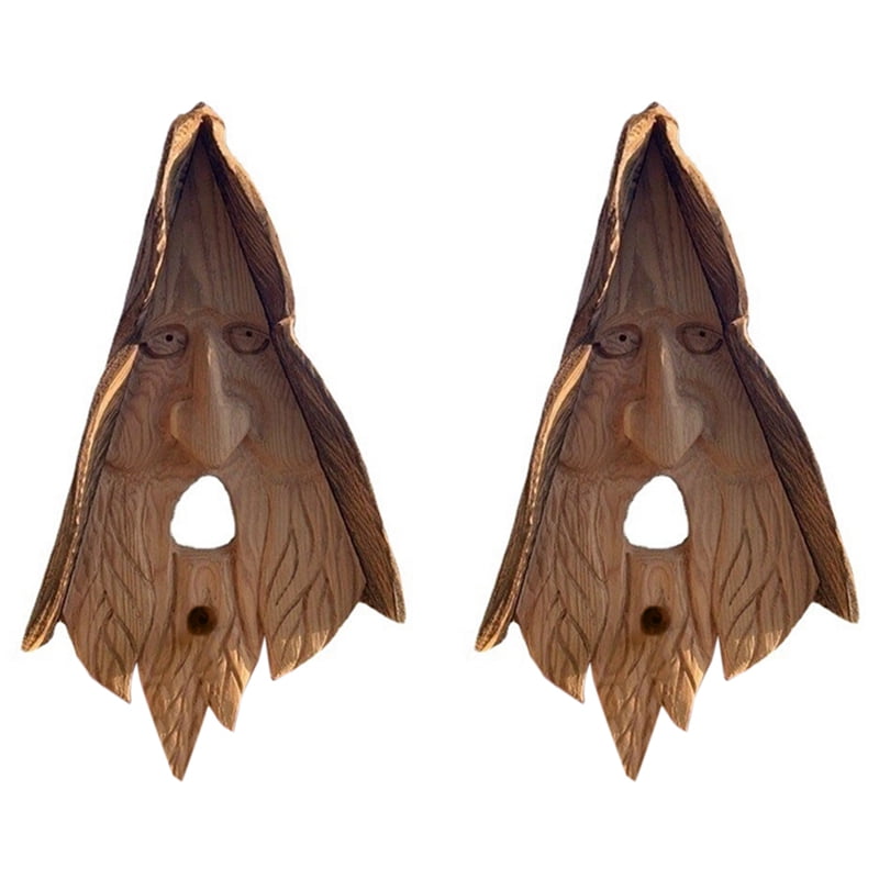2X Bird Feeder Yard Decoration Birdhouse Old Man'S Head Pendant on the ...