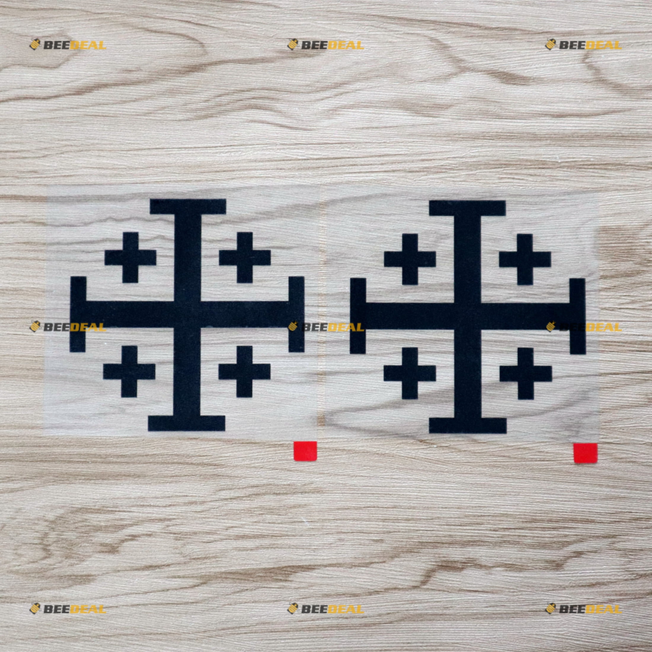 2X Black 4" Jerusalem Cross Crusaders' Cross Five-fold Cross Decal ...