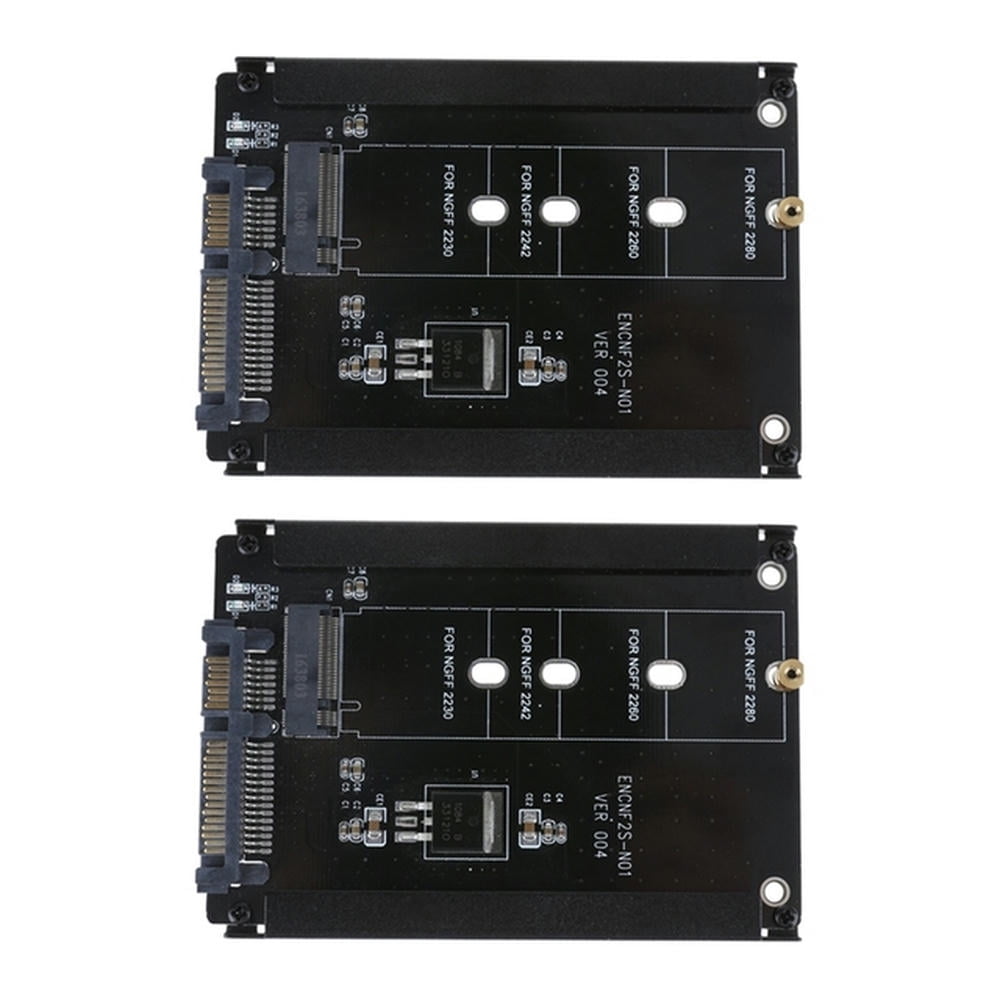 2X Black Case CY B+M Socket 2 M.2 NGFF (SATA) SSD To 2.5 SATA Adapter For 2230/2242/2260/2280Mm ...