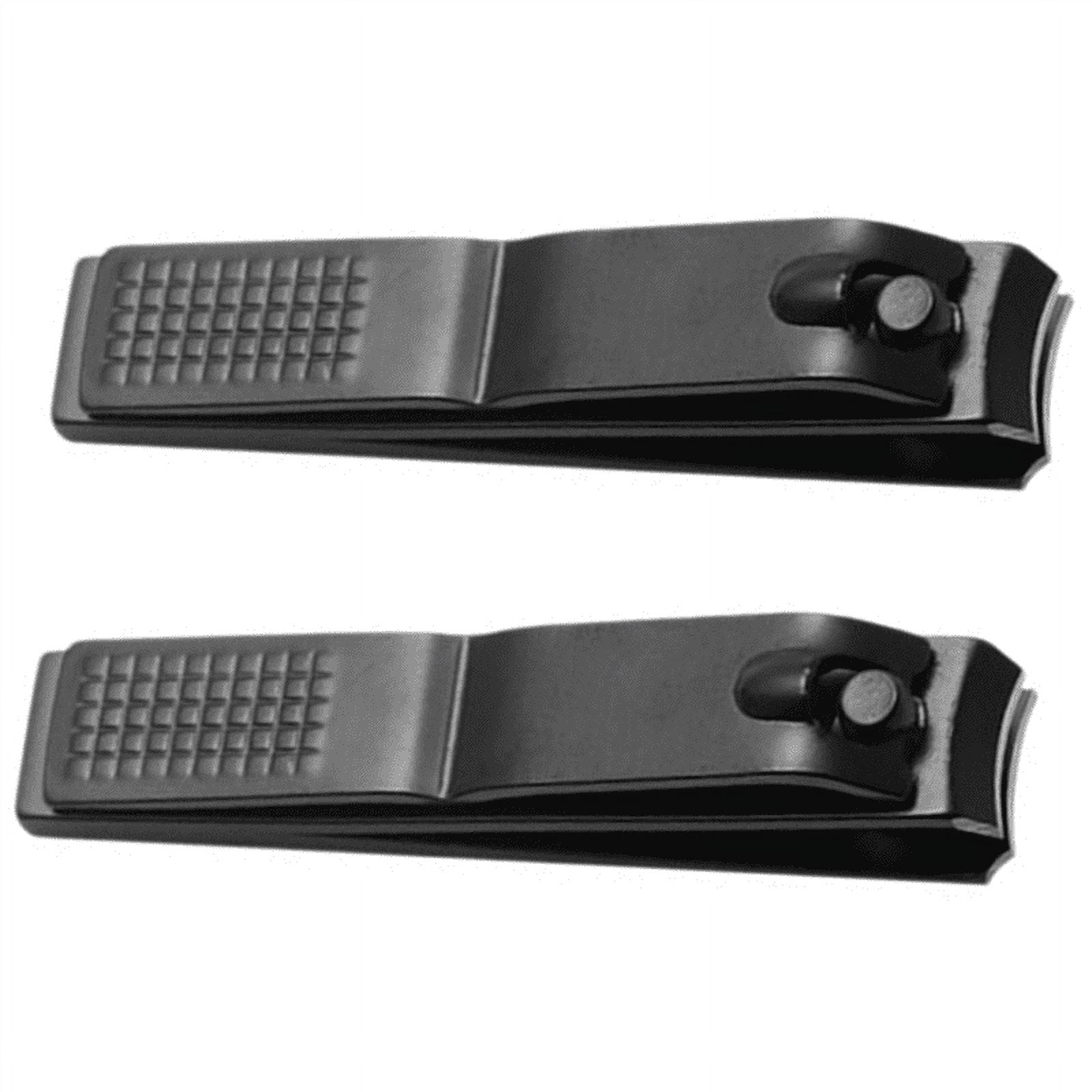 2X Black Nail Clippers Stainless Steel and Toenails Manicure Tool Flat ...
