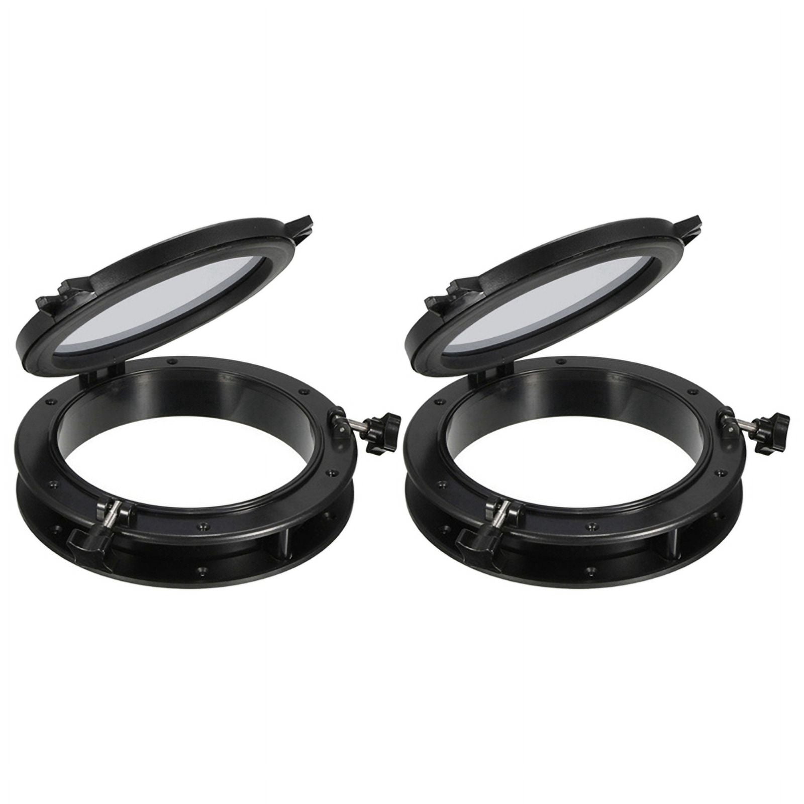 2X Black Round Portholes Plastic Hatches Port Lights Opening Window 8 ...