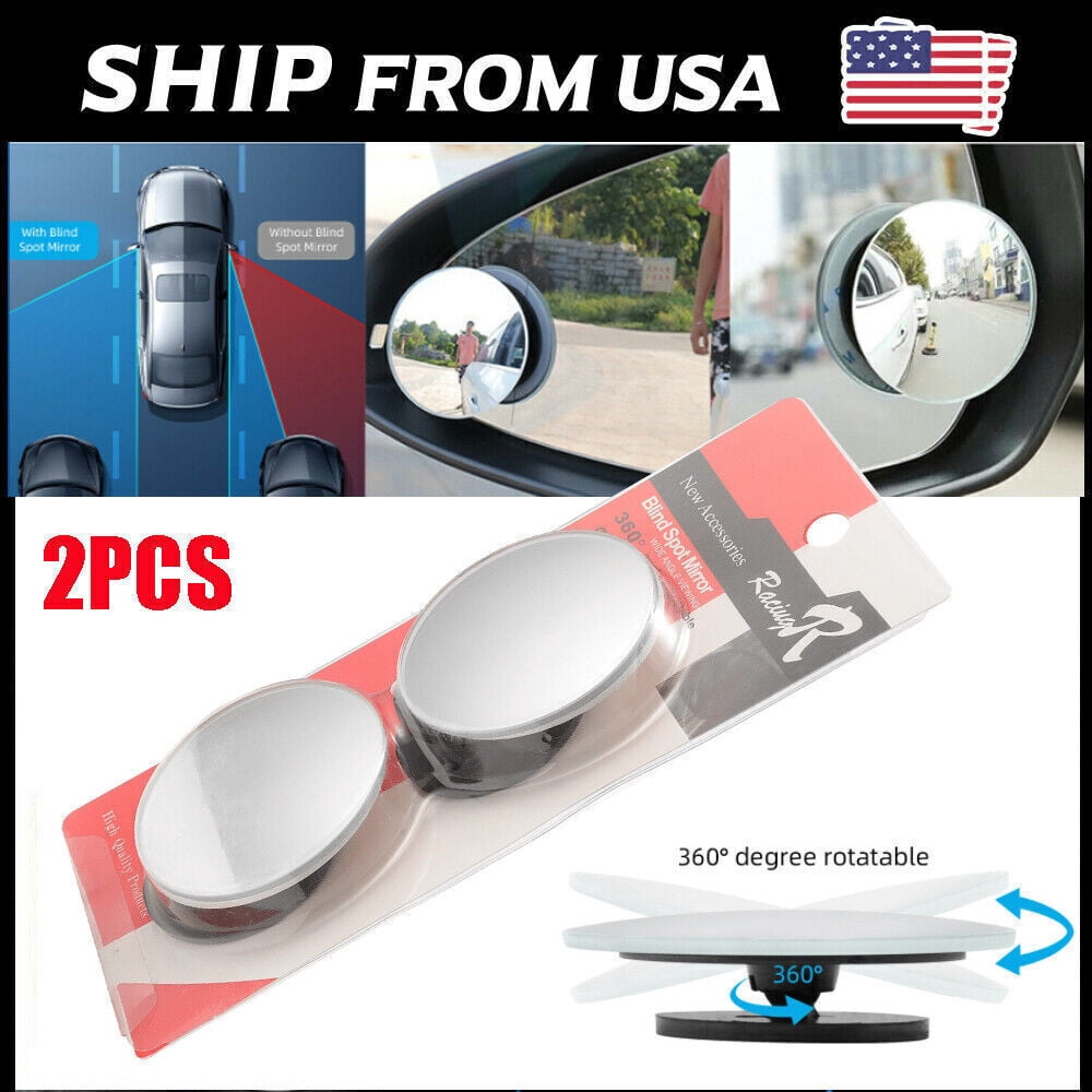 2X Blind Spot Mirrors Round HD Glass Convex 360° Side Rear View Mirror ...