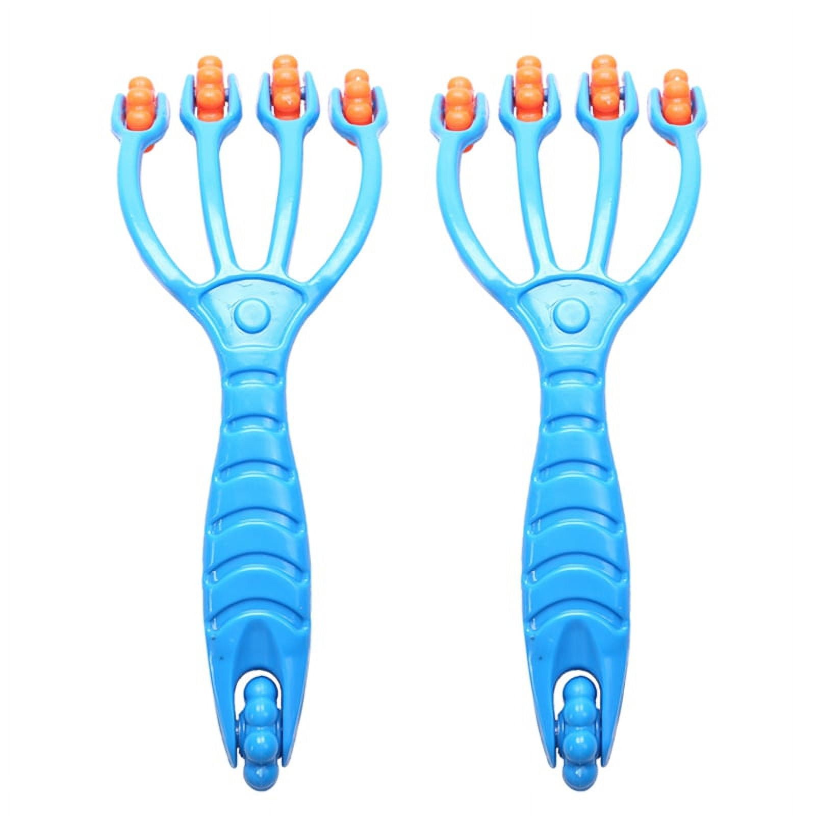 2x Blue 4 Finger Massager Rolling Plastic Body Massager Relieve Fatigue To Buttock Hip Head Leg