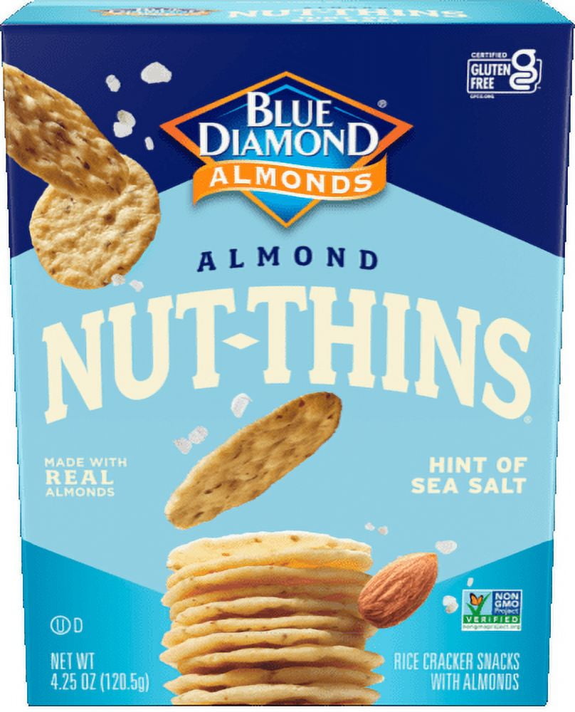 2X - Blue Diamond Nut-Thins Sea Salt Rice Almond Crackers-4.25 oz ...
