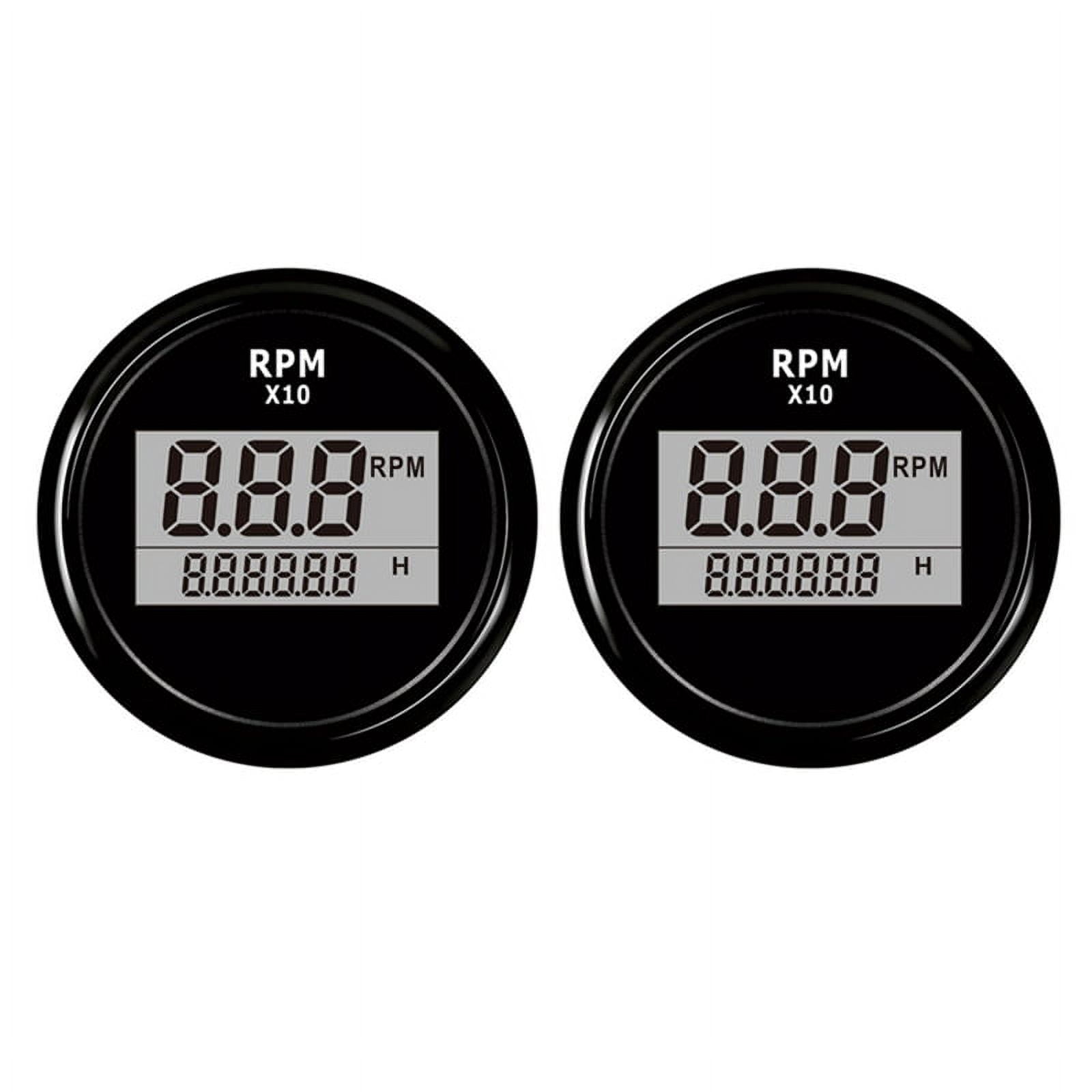2X Boat LED Digital Tachometer Engine Hour Meter Marine Outboard RV RPM ...