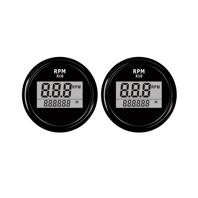 2X Boat LED Digital Tachometer Engine Hour Meter Marine Outboard RV RPM ...