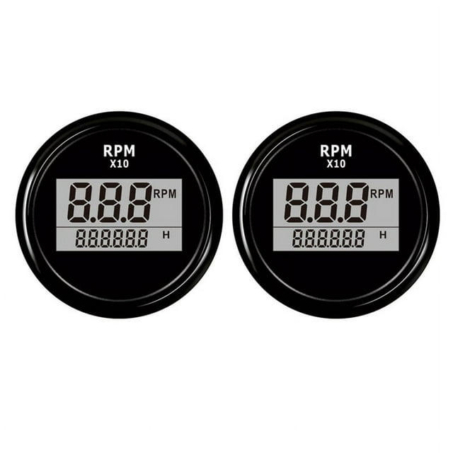 2X Boat LED Digital Tachometer Engine Hour Meter Marine Outboard RV RPM ...