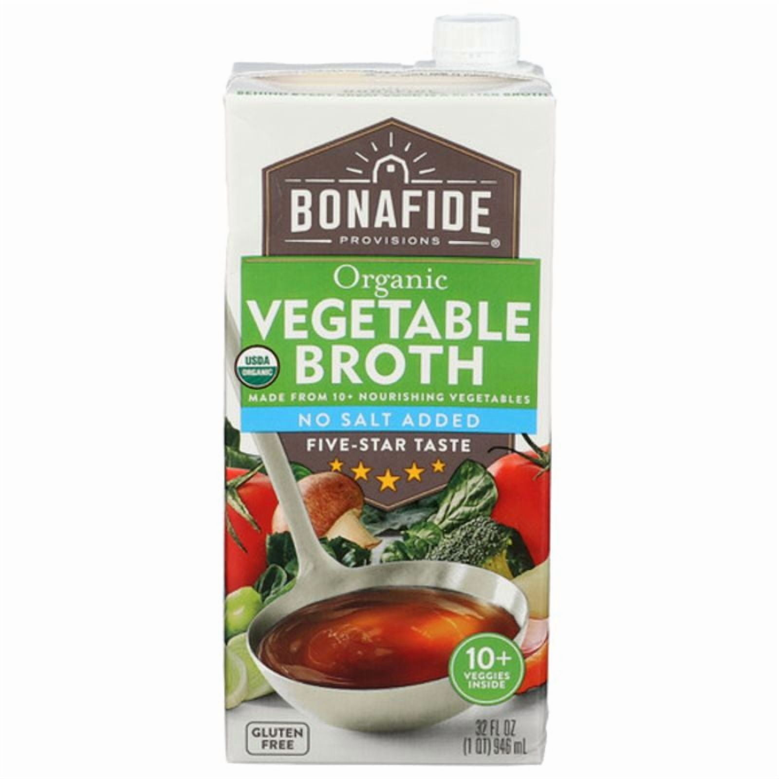 2X - Bonafide Provisions Organic No Salt Added Vegetable Broth 32 fl oz ...