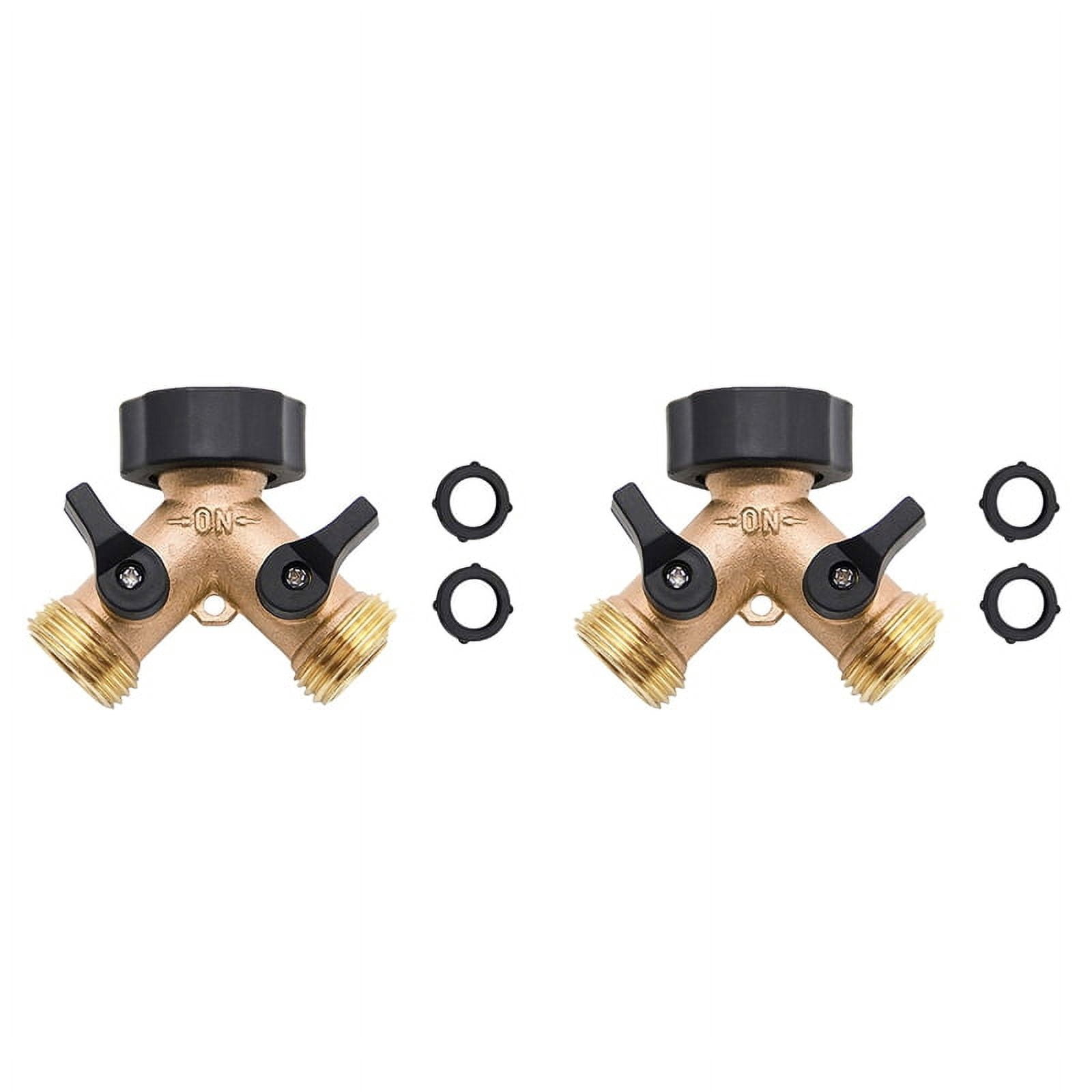 2X Brass 2-Way Garden Tap Female 3/4 Y Irrigation Valve Water Splitter ...