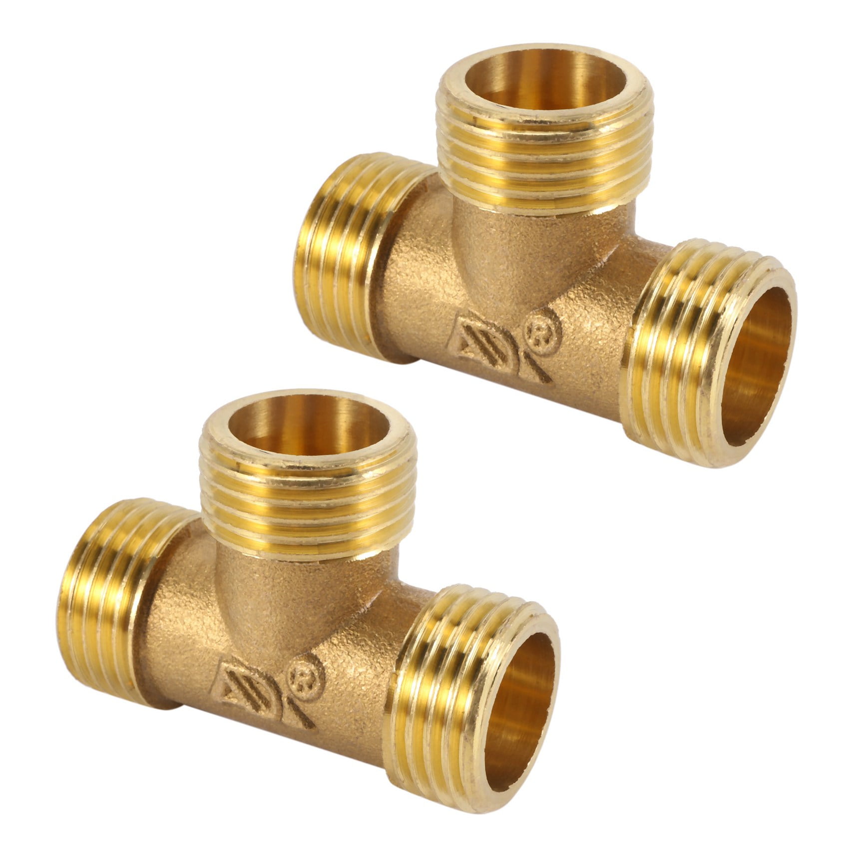 2X Brass T Shape Water Fuel Pipe Equal Male Tee Adapter Connector 1/2 ...