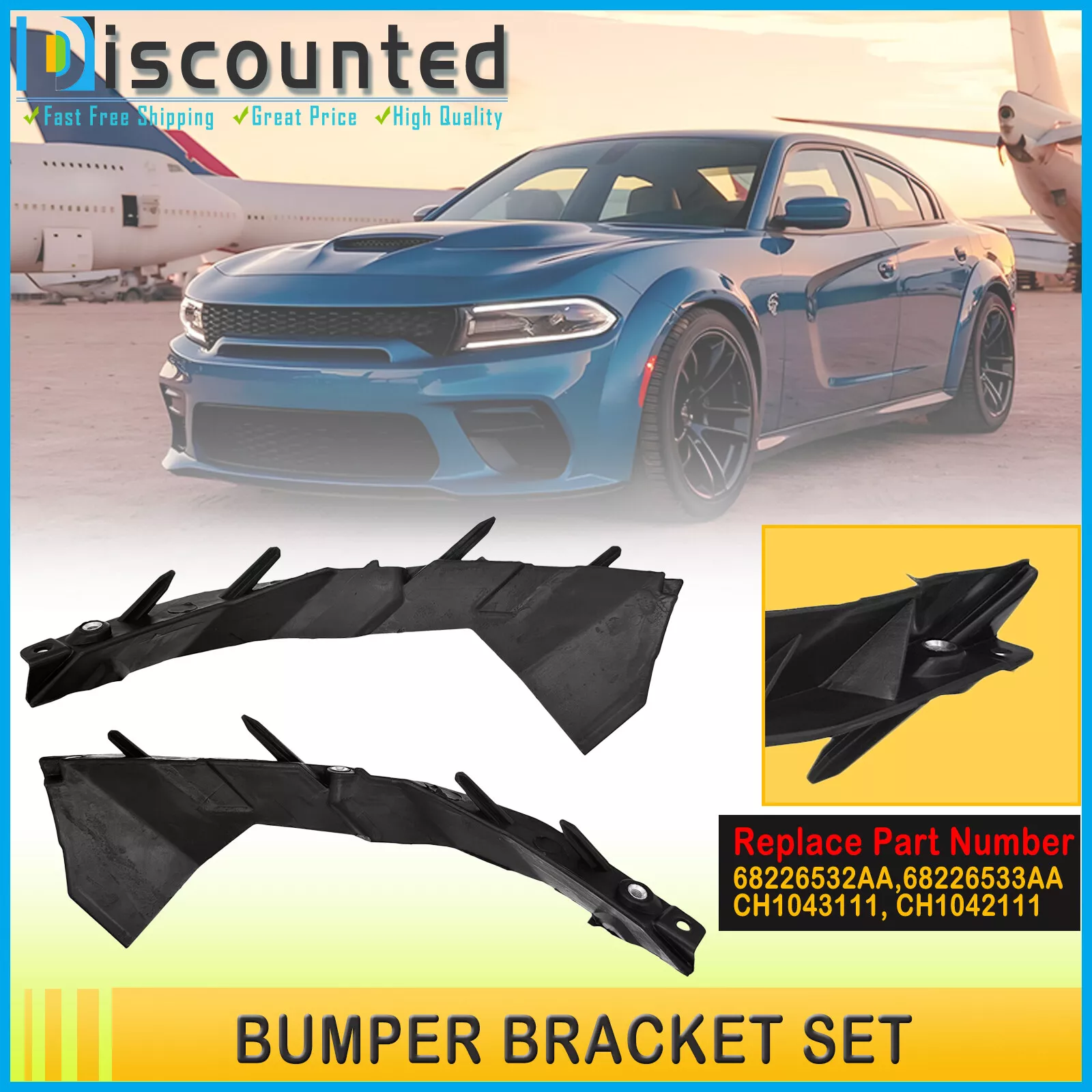 2X Bumper Bracket Set Left & Right for Dodge Charger R/T SE SRT SXT ...