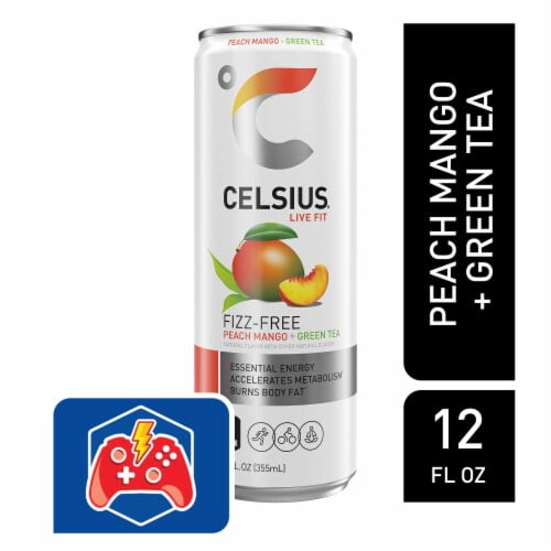 2X - CELSIUS Peach Mango Green Tea Energy Drink Can 12 fl oz - Walmart.com